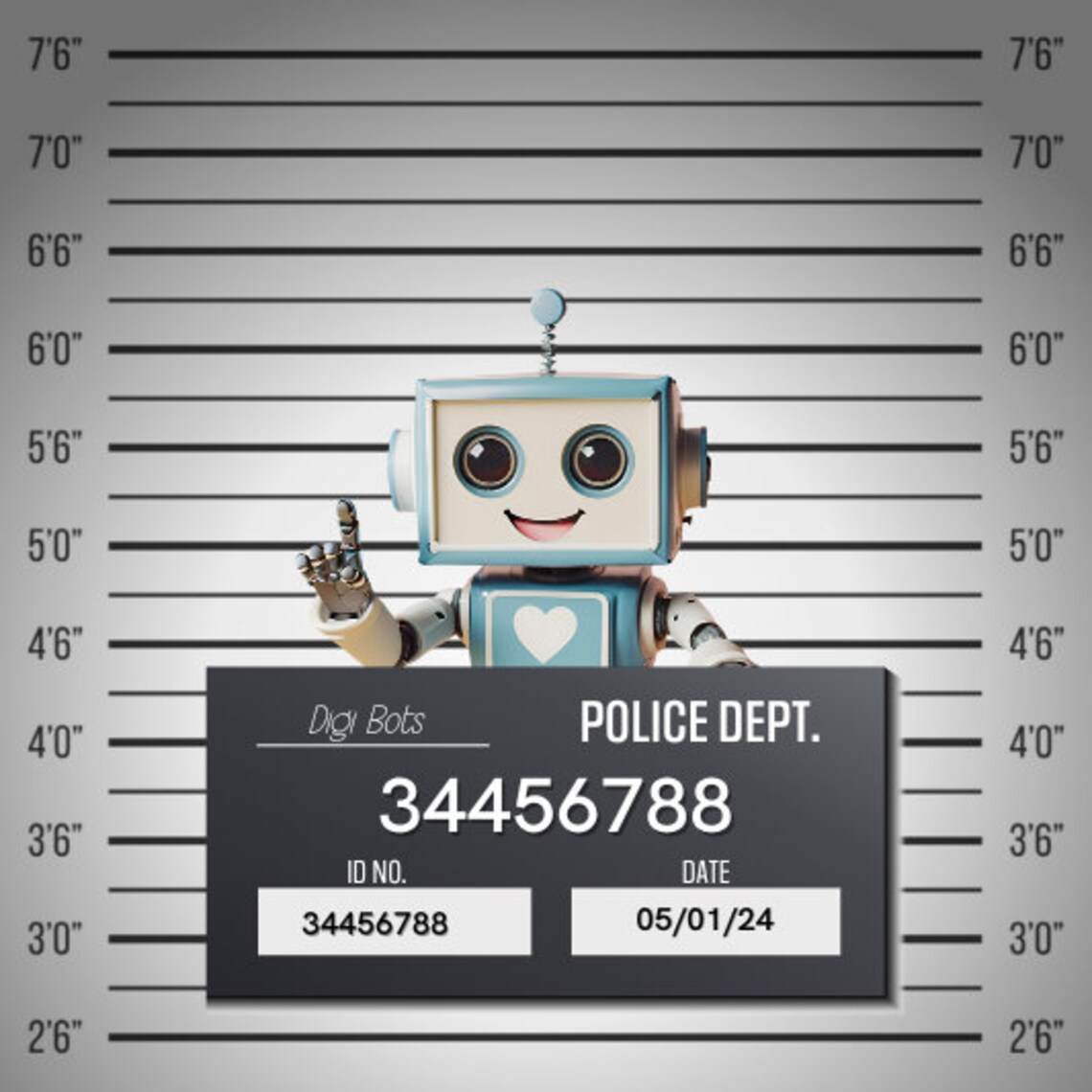 Police Mugshot Canva Editable Template | Cm & Ft | Criminal Lineup ...