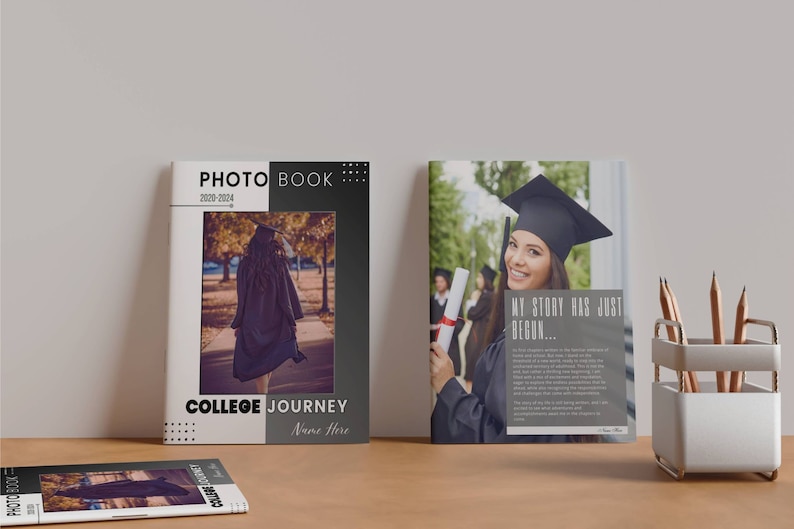 Canva Photo Book College Journey Editable Template | Simple Elegant ...
