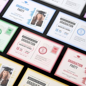 Canva Graduation Postcard Party Invitation Template | Canva Editable ...