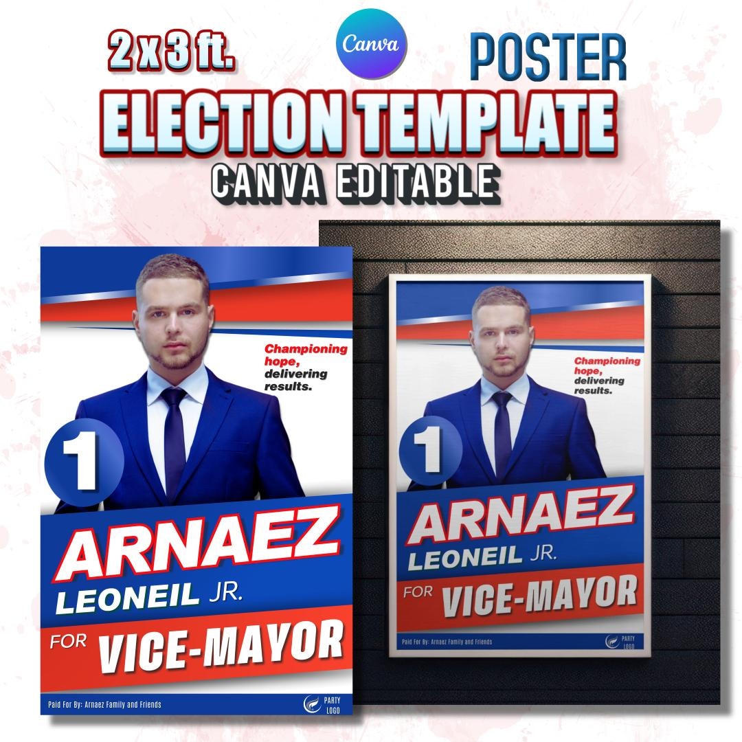 Election Poster Canva Editable Template | 2x3 Feet Size | Gradient ...