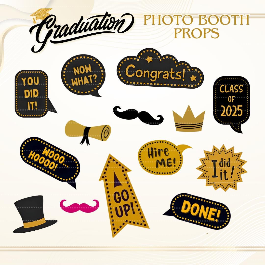 Graduation Photo Booth Props | DIY Graduation 2025 Party Printable ...