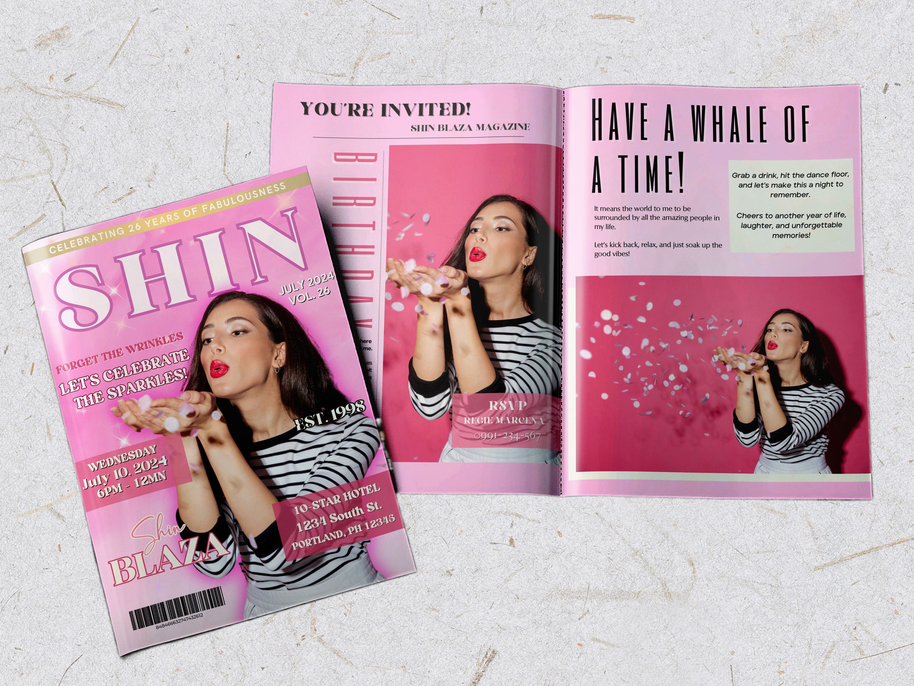 Canva Magazine Birthday Invitation Template | Editable Canva Birthday ...