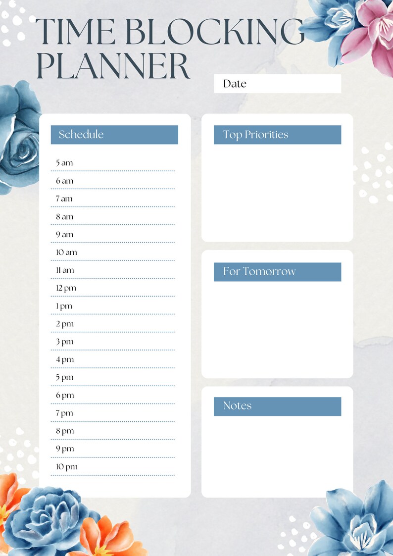 Printable Time Block Planners Pack Organize Your Time Hourly Blocking ...