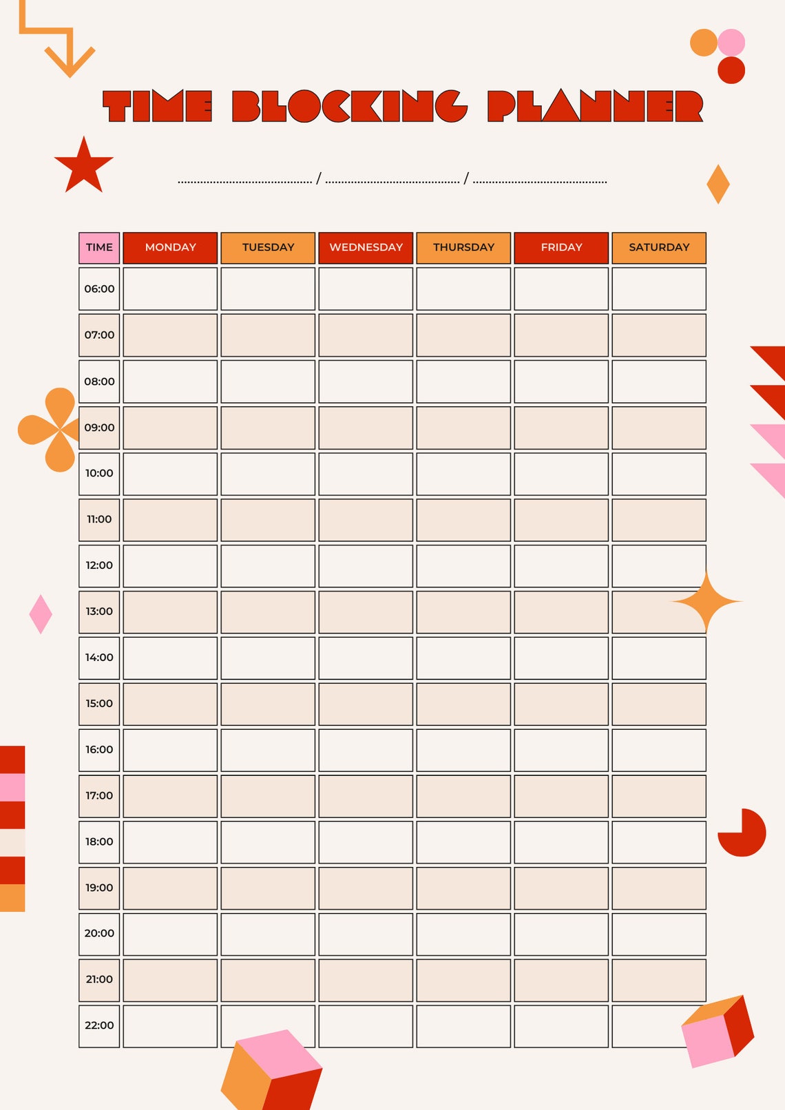Printable Time Block Planners Pack Organize Your Time Hourly Blocking ...