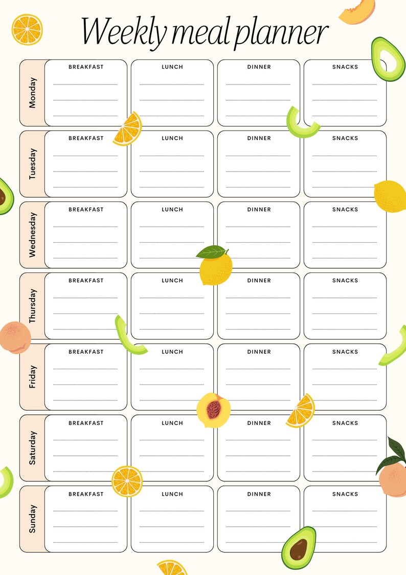 Printable Meal Planners Pack Wellness Planners Schedule Your Diet ...