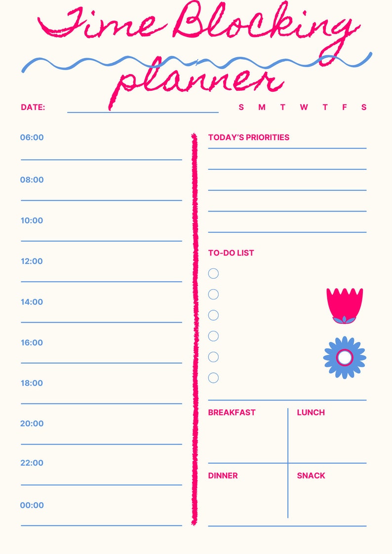 Printable Time Block Planners Pack Organize Your Time Hourly Blocking ...