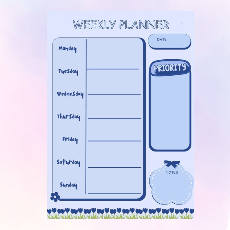 Pastel Daily Planner Printable Daily Planner Digital Daily Planner ...