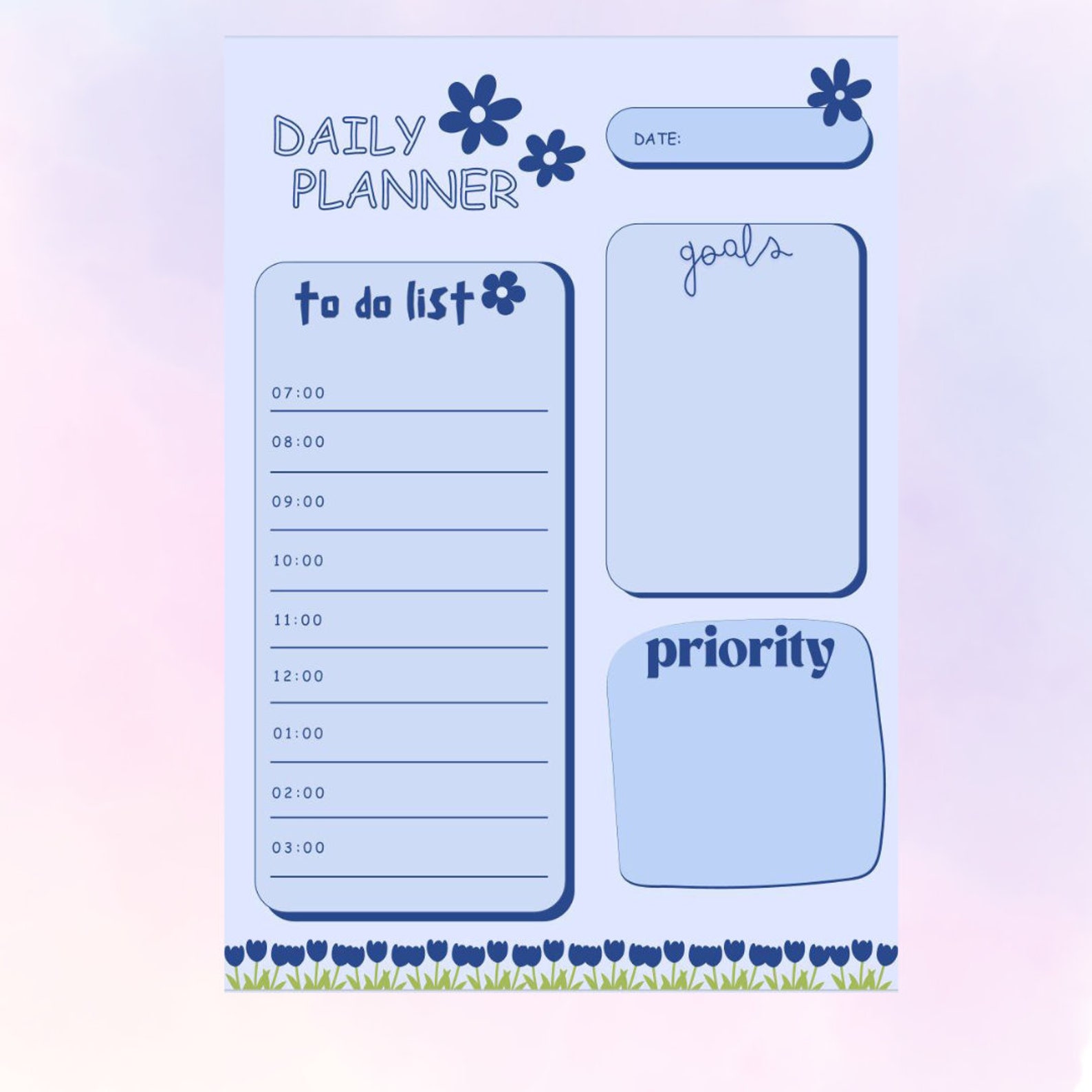 Pastel Daily Planner Printable Daily Planner Digital Daily Planner ...