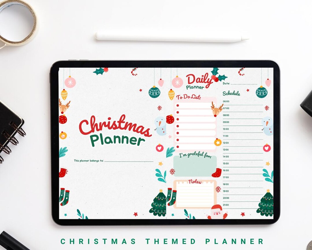 White Green Red Cute Christmas Planner Digital Christmas Planner ...