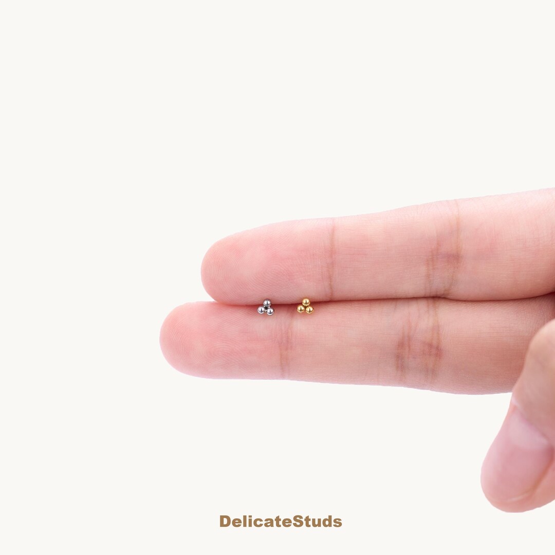 Titanium Labret Stud Earrings • Flat Back Earrings • Helix Earring ...