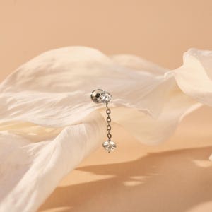 Titanium Vertical Dangle Chain Rook Piercing Jewelry, Threaded Flat ...