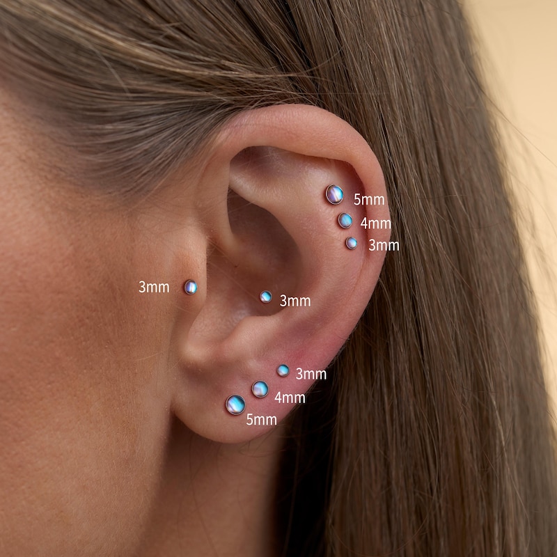 Titanium Stud Moonstone - Etsy UK