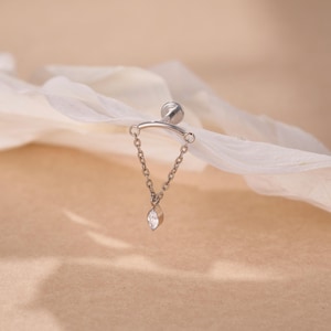 Titanium Vertical Dangle Hidden Helix Piercing, Threaded Flat Back Stud ...