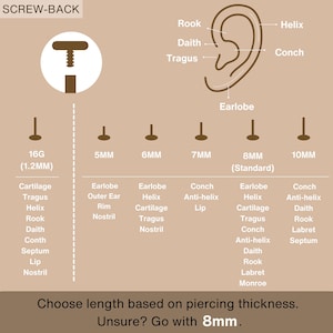 Titanium Vertical Dangle Hidden Helix Piercing, Threaded Flat Back Stud ...