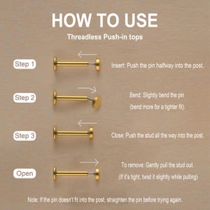 Titanium Flat Circle Labret Stud Earring, Threadless Push Pin Flat Back ...