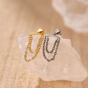 Titanium Vertical Dangle Hidden Helix Chain Piercing, Threaded Flat ...