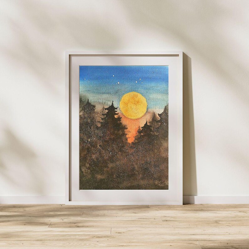 Digital Moonlight Watercolor PNG – Stunning Lunar Art for Instant ...