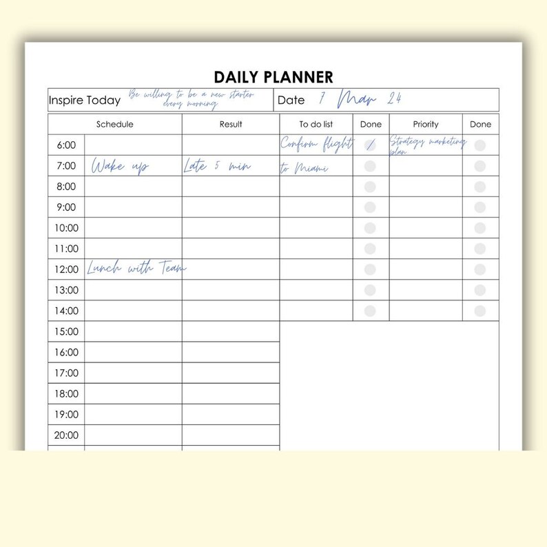 Daily Planner Vertical Printable, Undated Planner, Minimalist Style ...