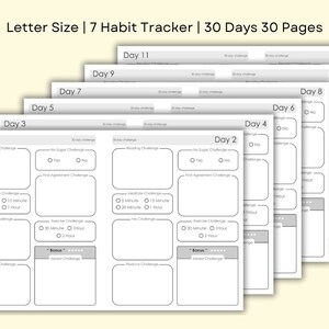 30-day Habit Tracker Printable 7 Habit Challenge, Daily Log, Monthly ...