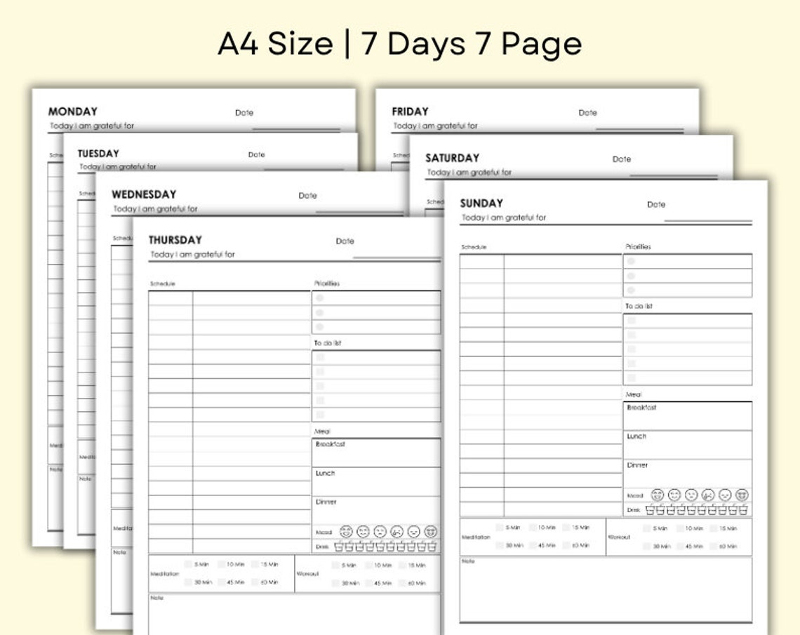 ADHD Daily Planner Vertical Printable, UNDATED Planner, Minimalist ...