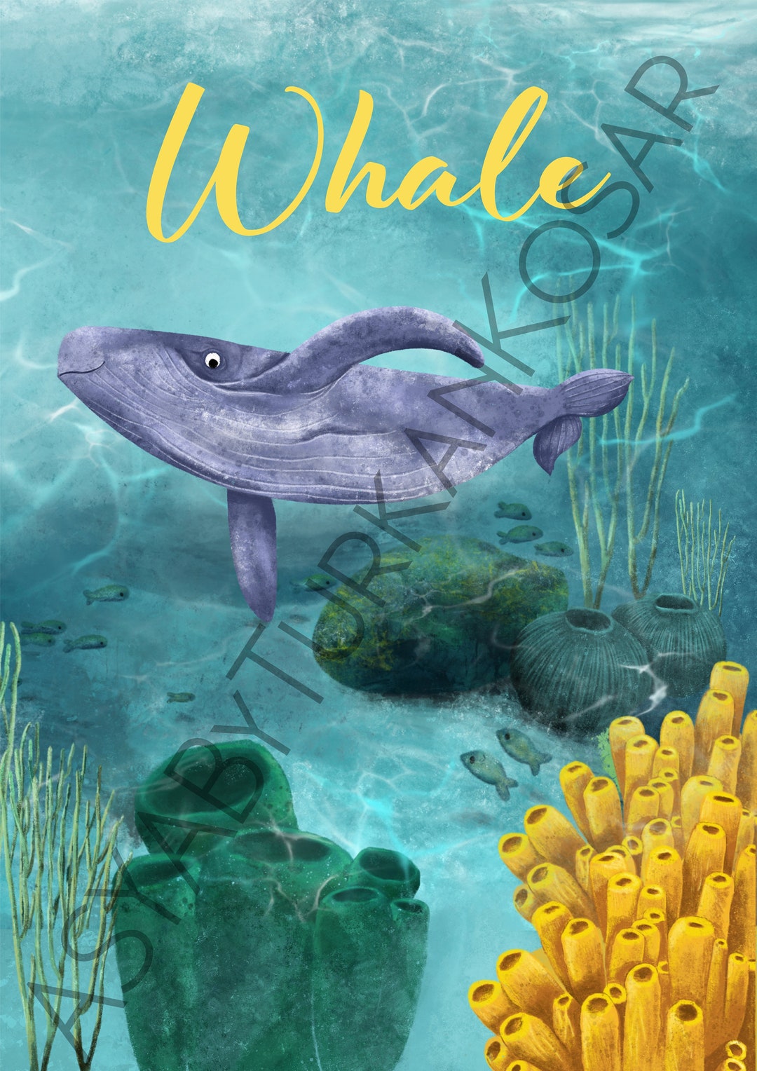 Downloadable Animal Posters for Kids Colorful Wall Decor Whale Kids ...