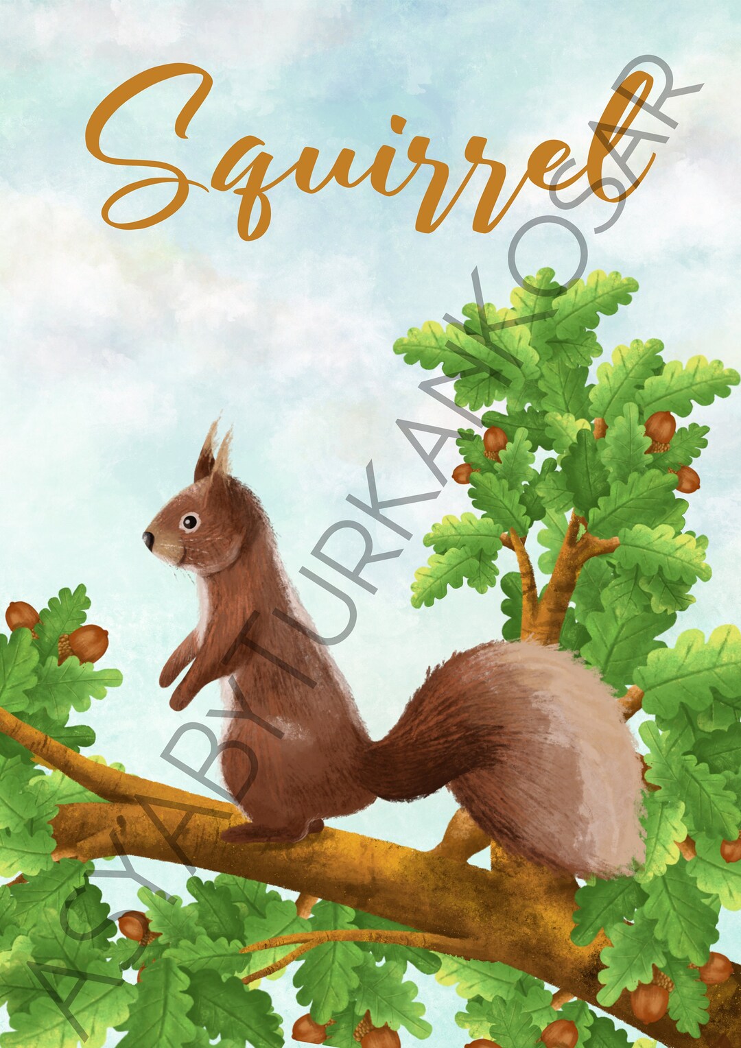 Downloadable Animal Posters for Kids Colorful Wall Decor Squirrel Kids ...