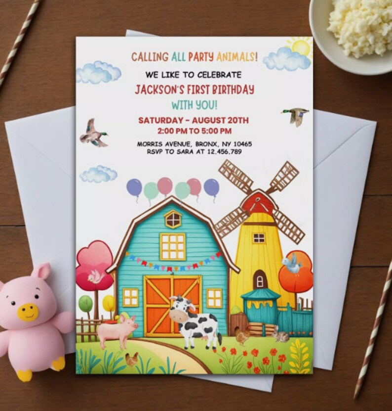 EDITABLE Farm Animals Birthday Party Invite, Barnyard, Calling All ...