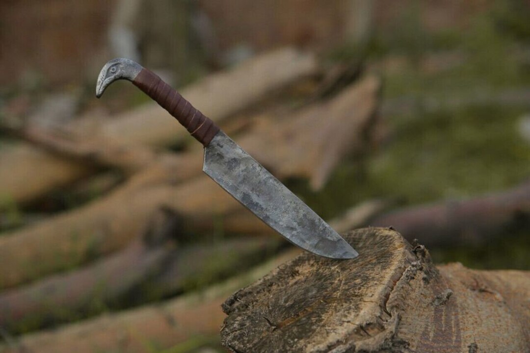 Handmade Carbon Steel Viking Knife Ravens Head Knife for Camping ...