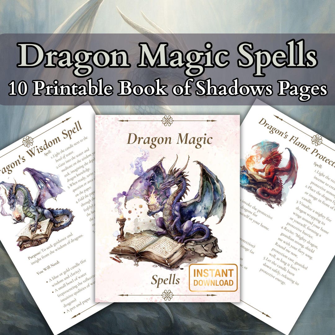 Dragon Magic Spells: Printable Grimoire Pages (PDF) - Etsy