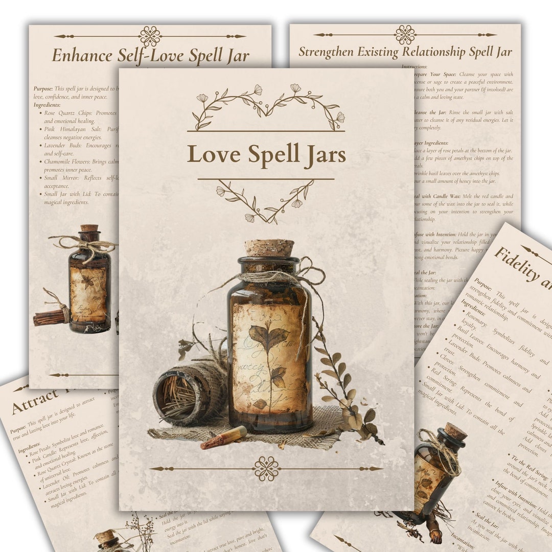 Love Spell Jar Pages for Your Book of Shadows or Grimoire | Magic ...