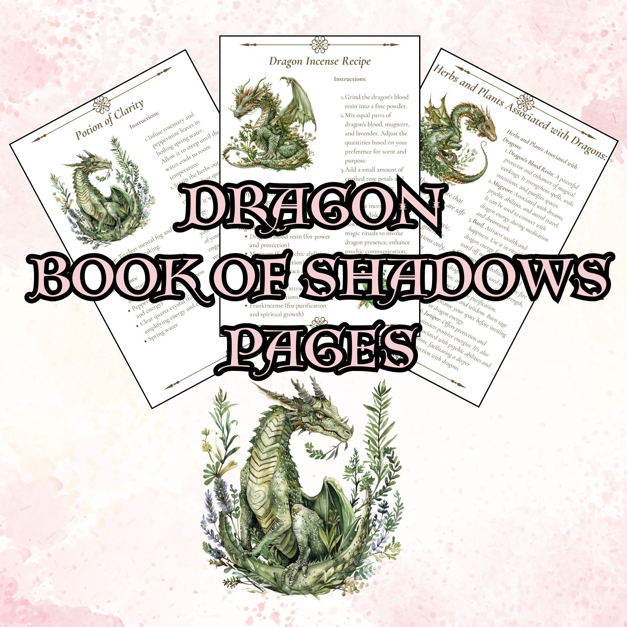 Dragons & Herbs: 10 Printable Grimoire Pages - Instant PDF Download for ...