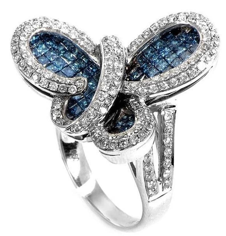 Sapphire Butterfly Ring: Cubic Zirconia Engagement Bridal Ring - Etsy