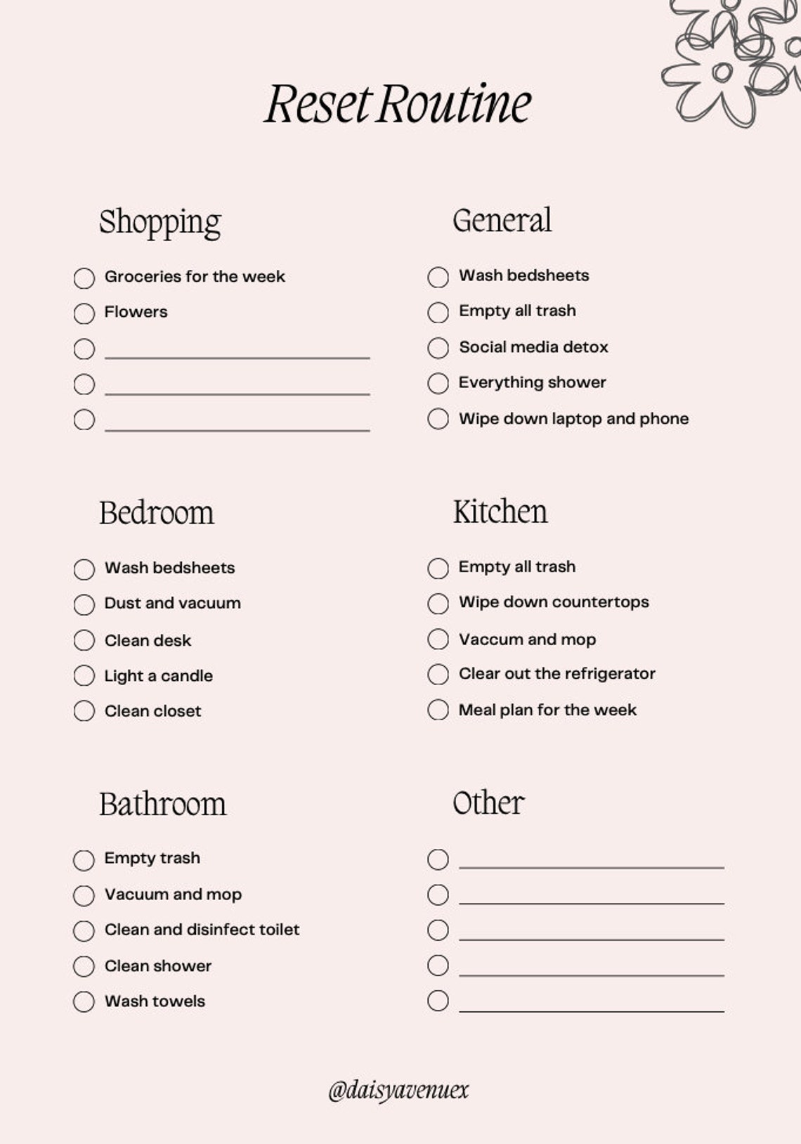 Digital/ Printable Self-care & Reset Bundle Available in White, Black ...