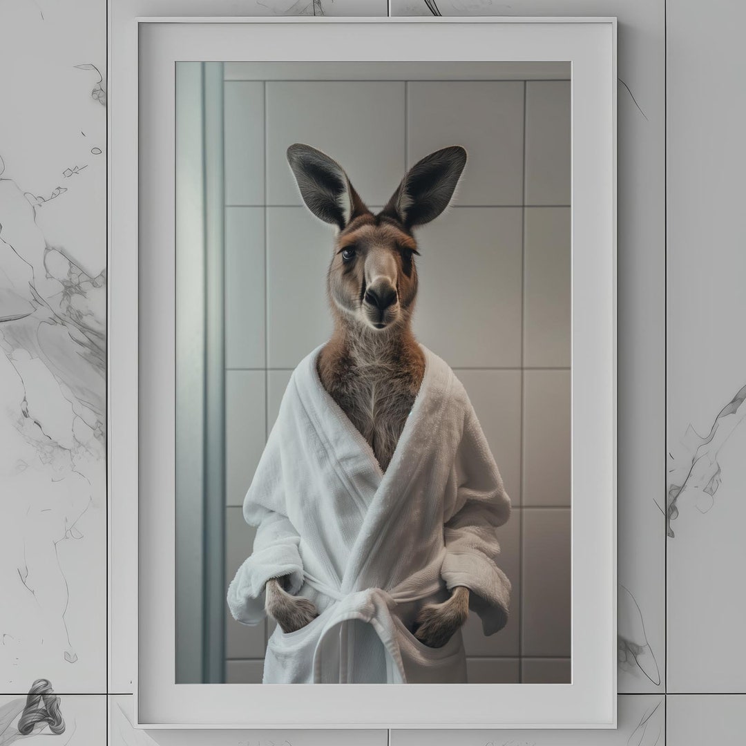 Kangaroo in Bathrobe | Digital Download | Bathroom Decor | Art Print ...