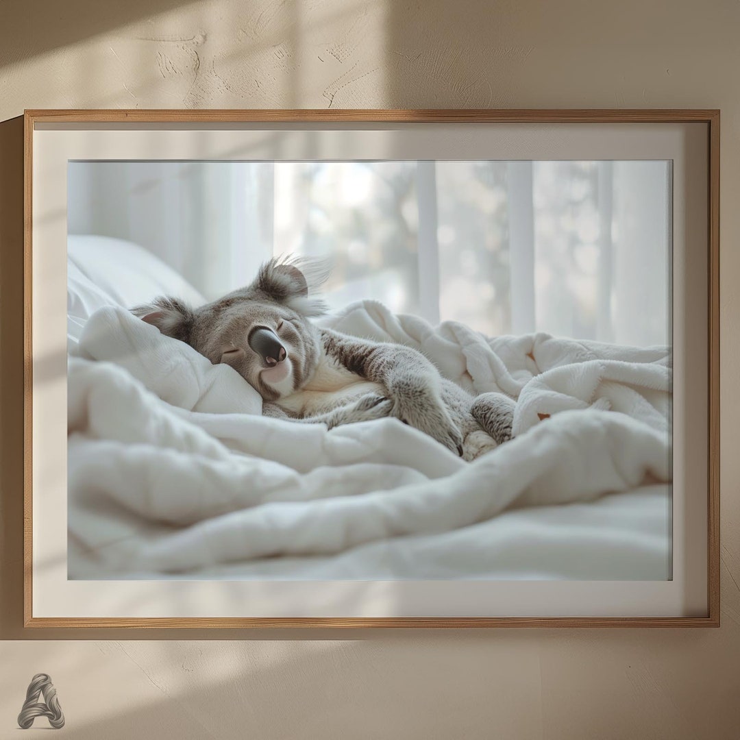 Koala Sleeping in a Bed | Digital Download | Bedroom Decor | Art Print ...