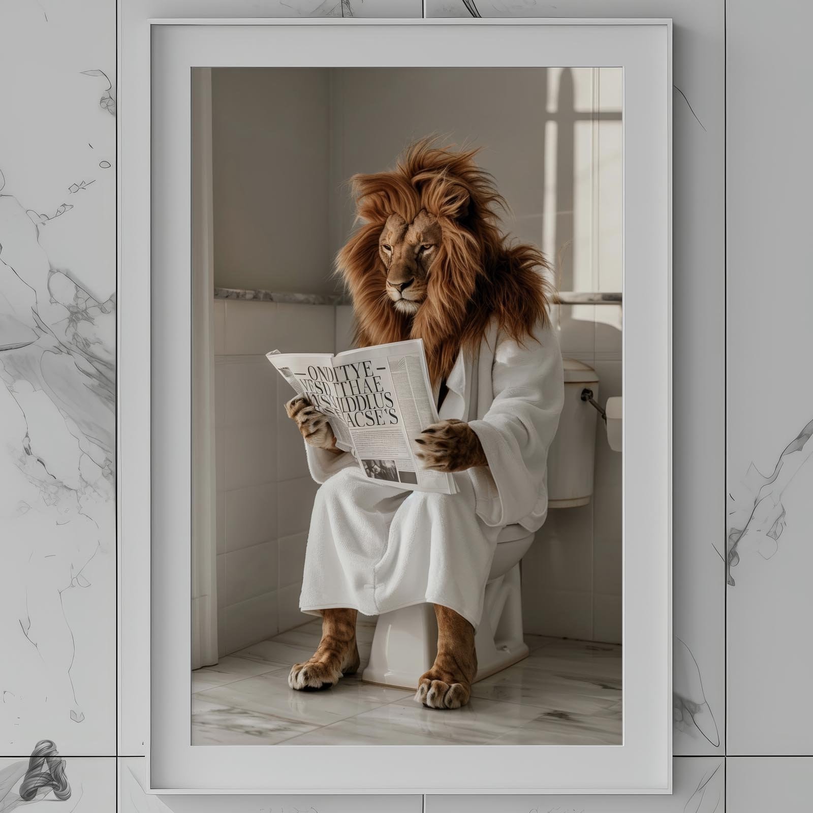 Lion Sitting on a Toilet | Digital Download | Bathroom Decor | Art ...