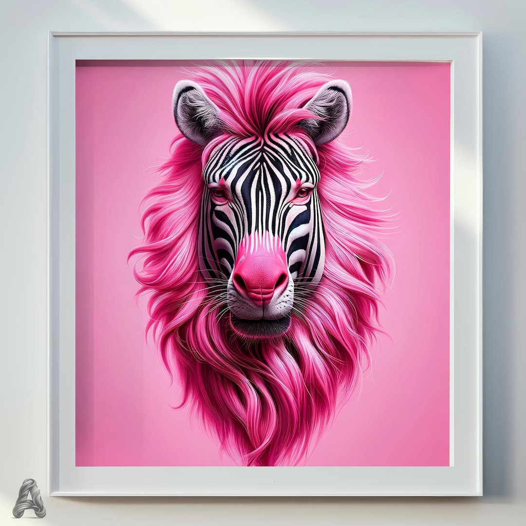 Zebra Pink Portrait Digital Print Download | Printable Wall Art | Wall ...