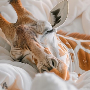 Giraffe Sleeping in a Bed | Digital Download | Bedroom Decor | Art ...