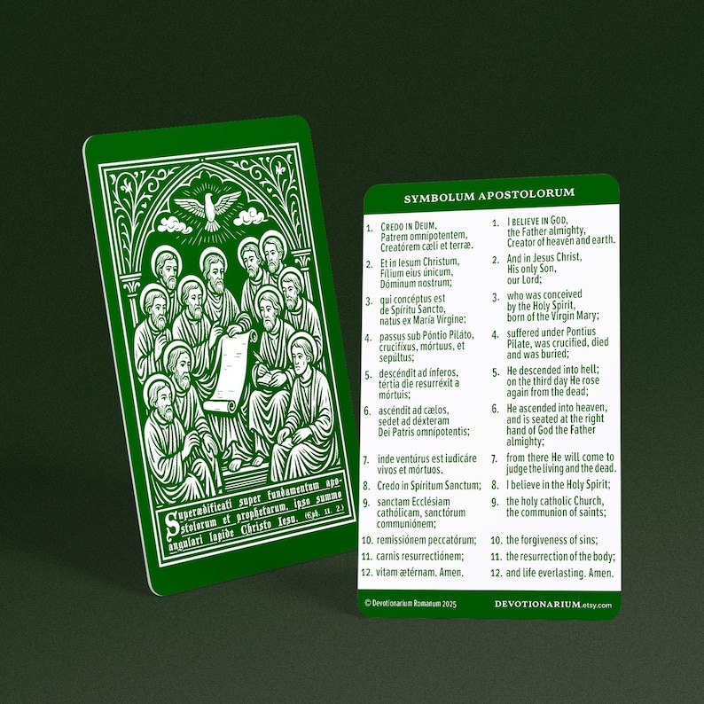 Apostles Creed Prayer Card: Latin & English, Catholic Printable ...