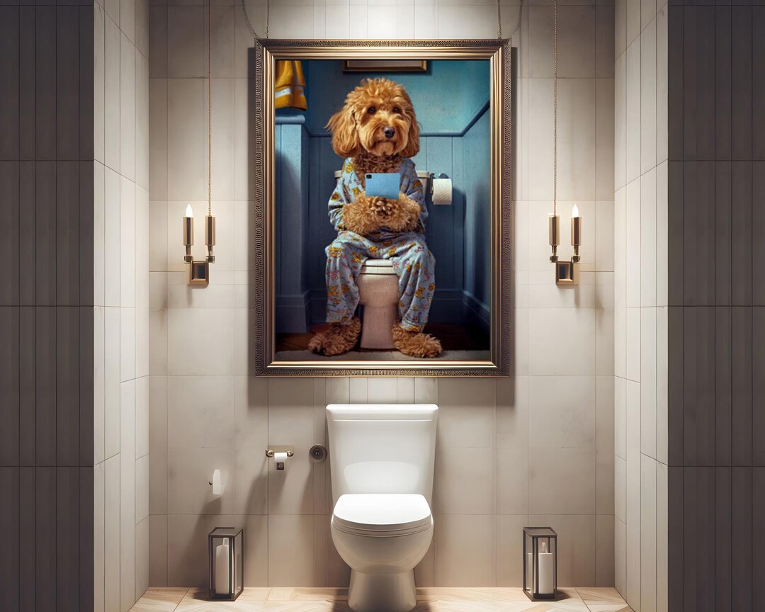 Cockapoo Dog Wall Art, Funny Bathroom Print, Toilet Poster, Cockapoo ...