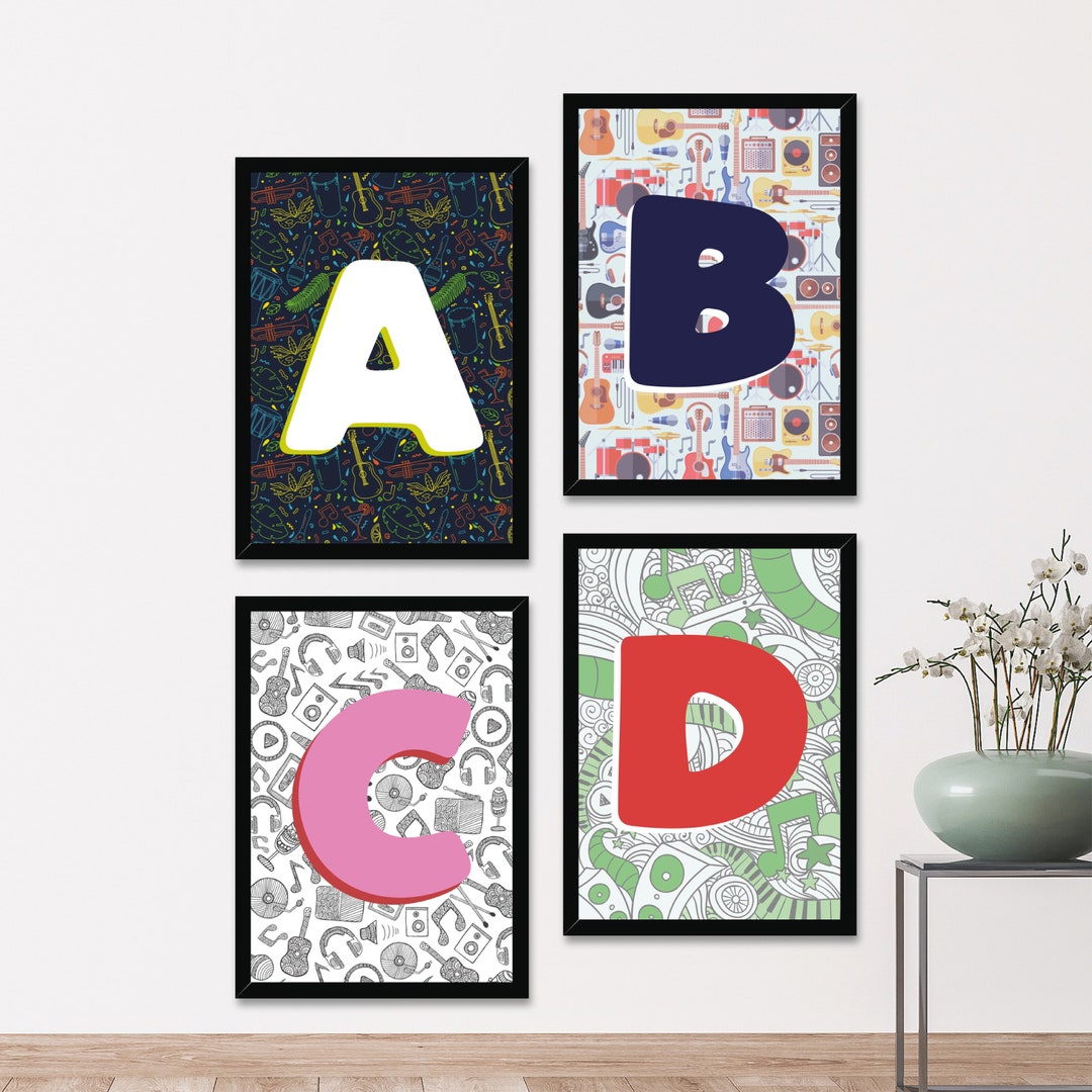 A3 Full Colour Alphabet Poster Print | Music Collection | 4 Designs ...