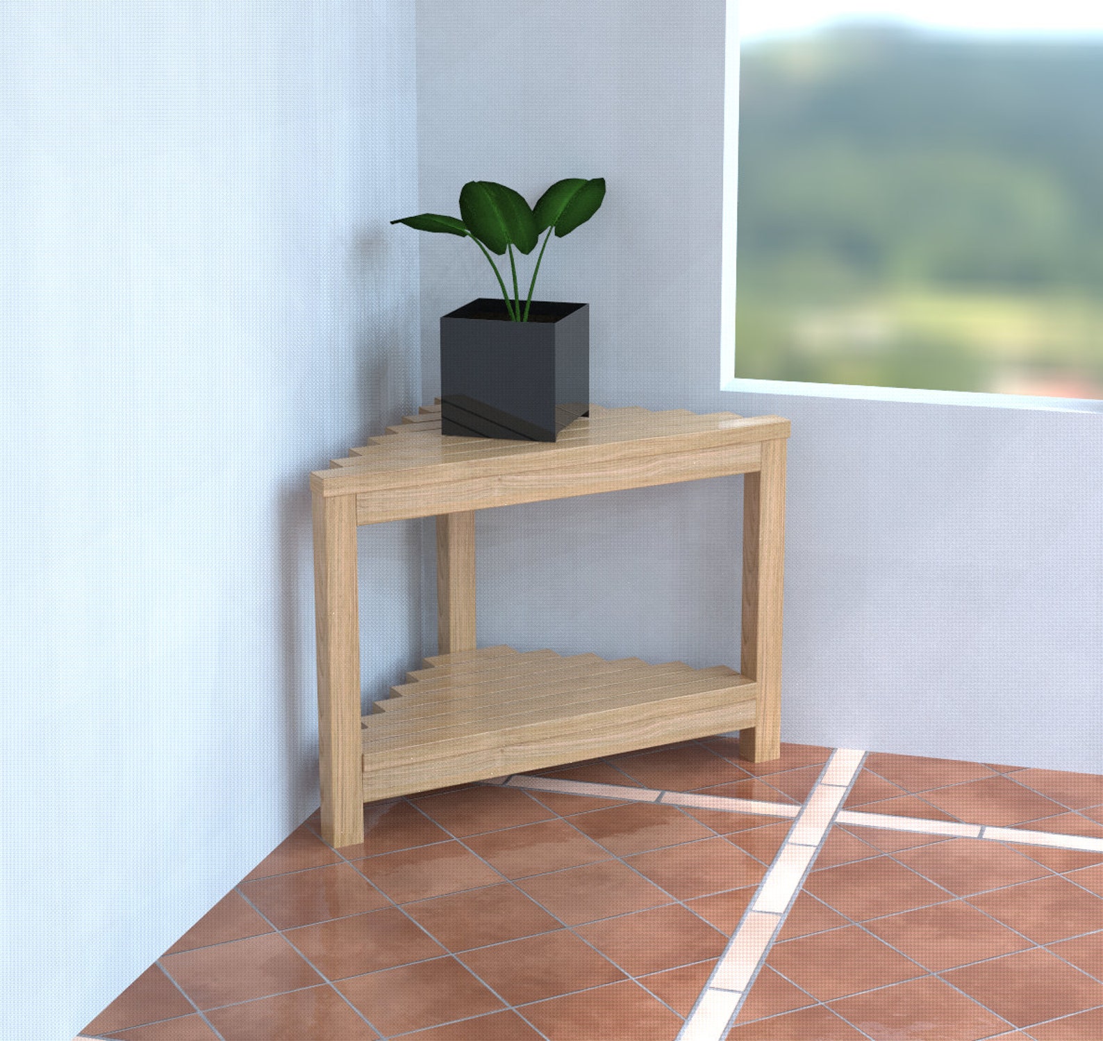 DIY Plans for Corner Table, Shower Stool, Plant Stand, Corner Shelf ...