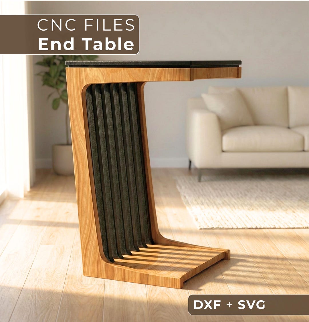 CNC Router End Table Plan: Plywood Side Table, Flat Pack Furniture Cut ...