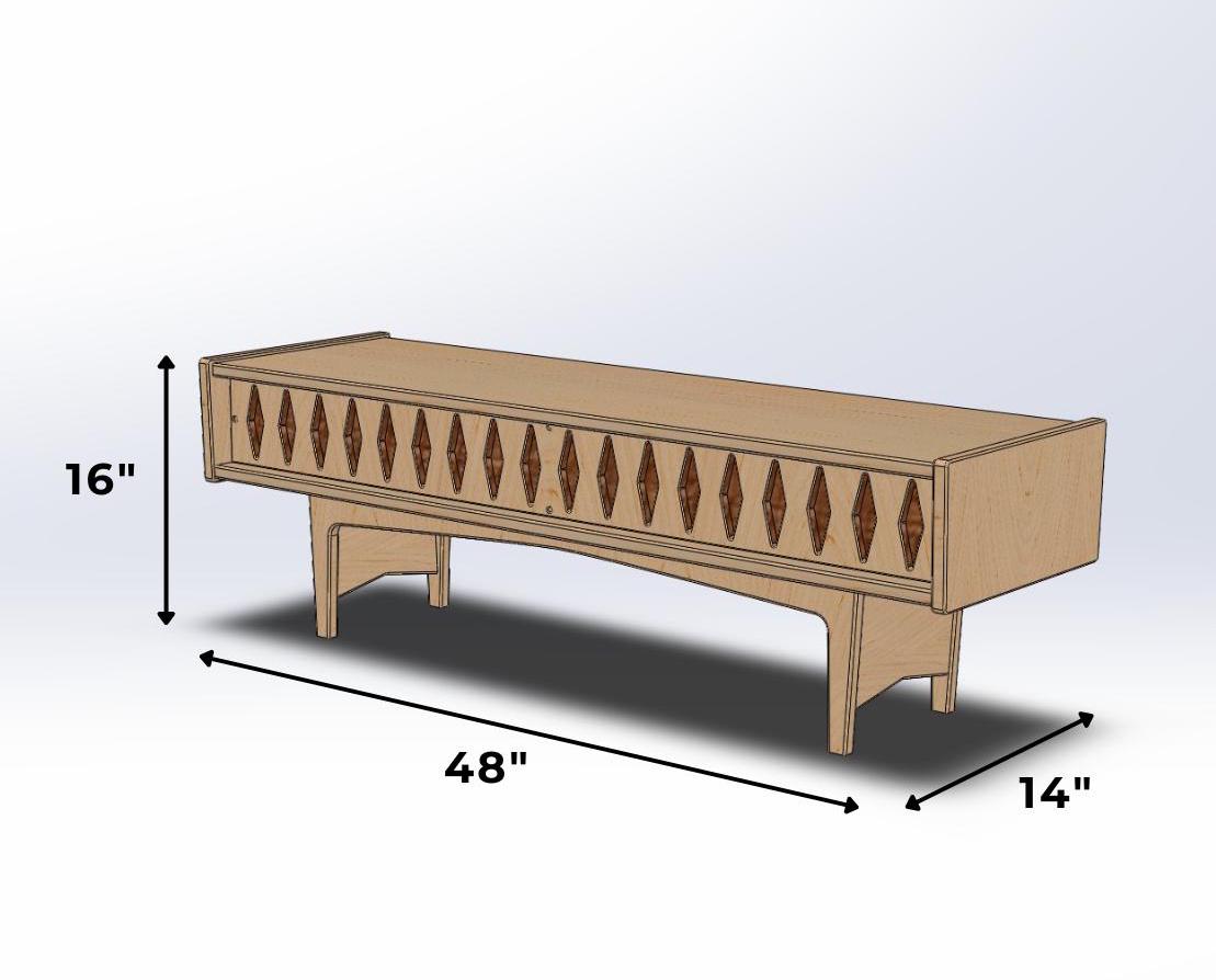 Bench CNC Router Furniture Cut Files, Mid Century Bench CNC Project ...