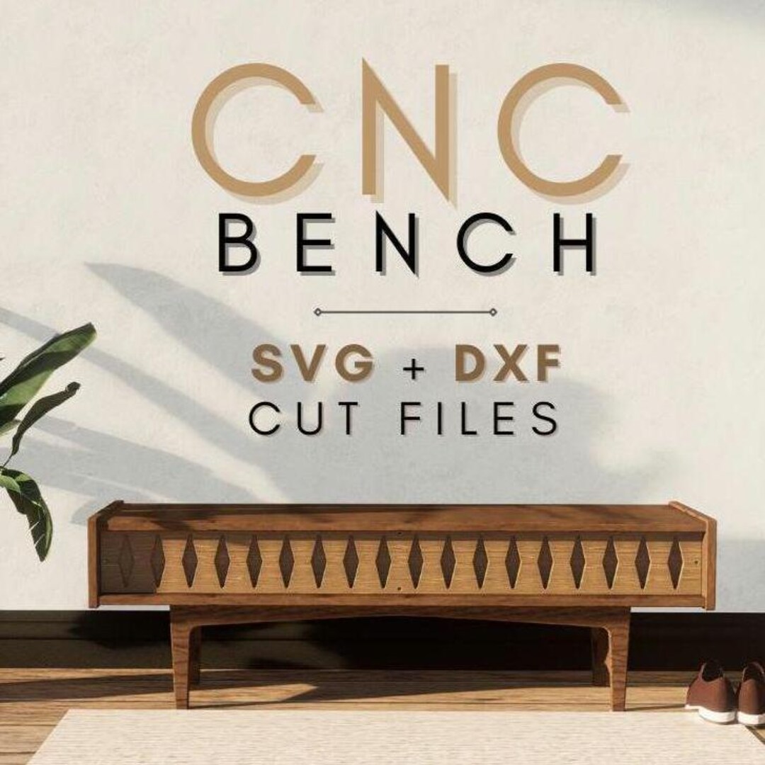 Bench CNC Router Furniture Cut Files, Mid Century Bench CNC Project ...
