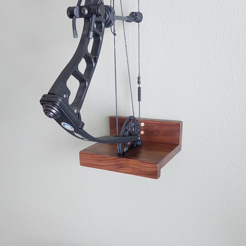 The Adjustable Bow Rack Walnut Compound Bow Wall Holder W/ Click-latch ...