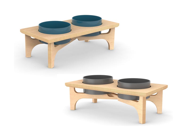 Elevated Dog Bowl Stand CNC Router Files: Retro Pet Furniture Build ...