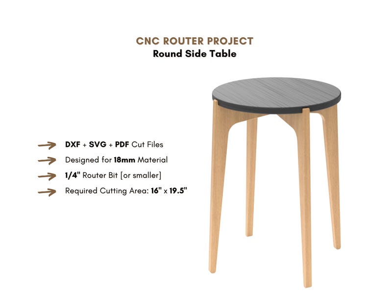 Round End Table - CNC Router Files | Small Side Table Woodworking Plans ...