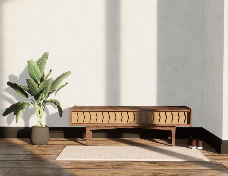 Bench CNC Router Furniture Cut Files, Mid Century Bench CNC Project ...