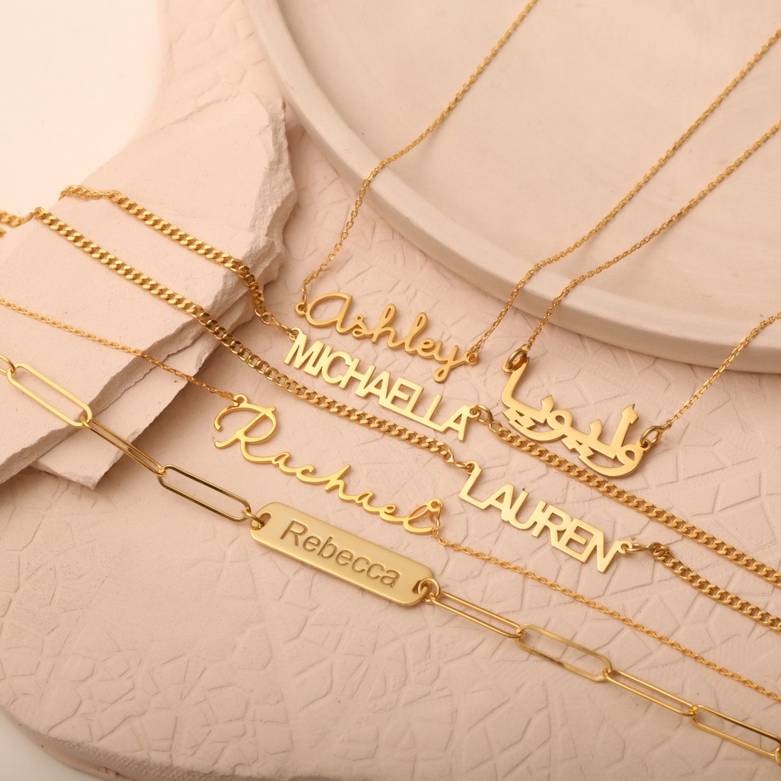 Personalized Gold Name Plate Necklace: Script Custom Jewelry - Etsy